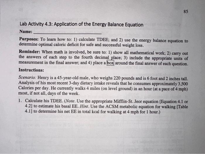 Solved Lab Activity 4.3: Application of the Energy Balance | Chegg.com