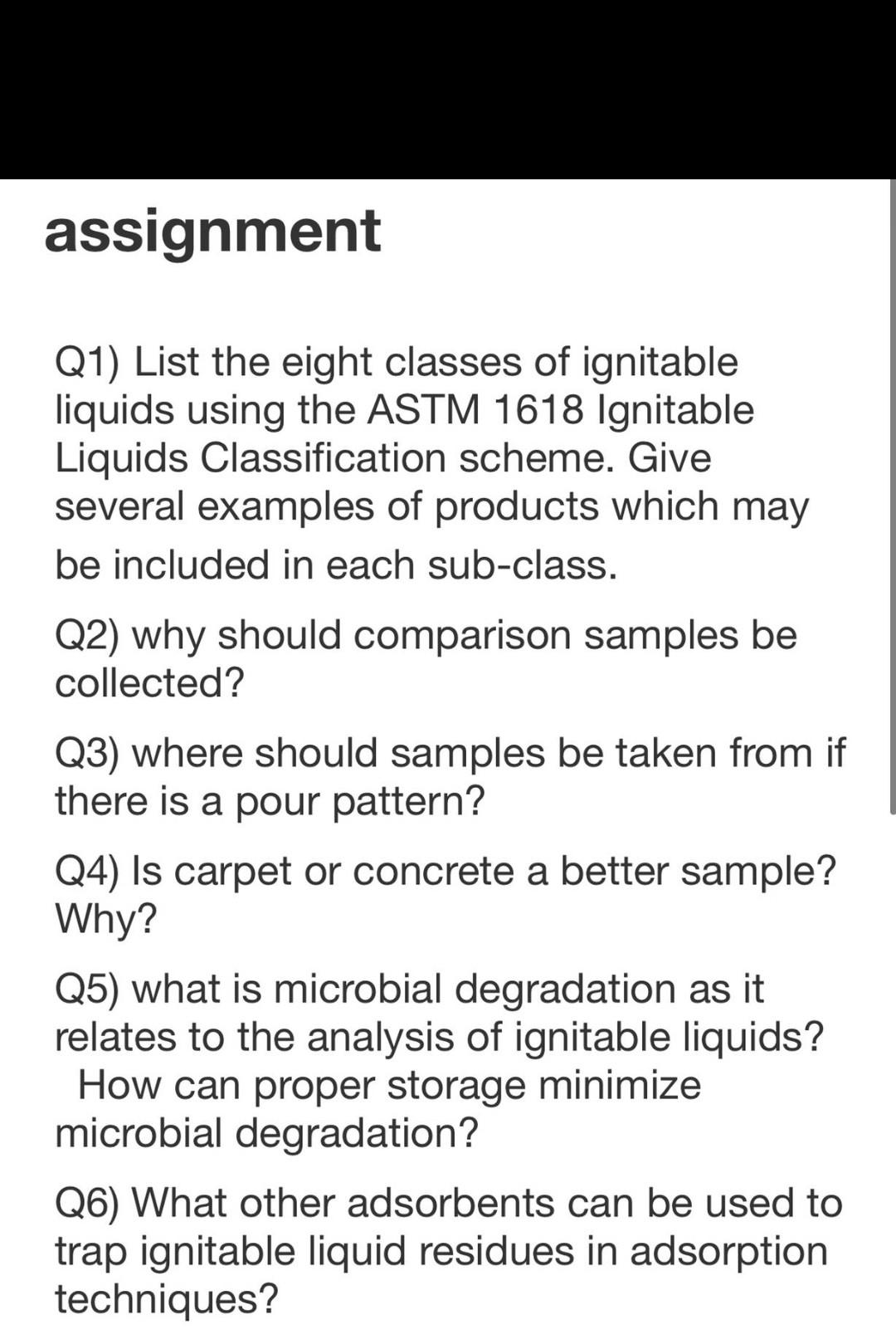 Solved assignment Q1) List the eight classes of ignitable | Chegg.com