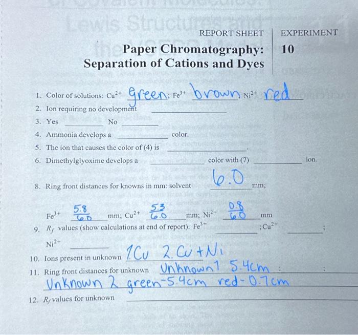 Solved 1. Color of solutions: Cu2+ Green; Fe3+ brown Ni2+ | Chegg.com