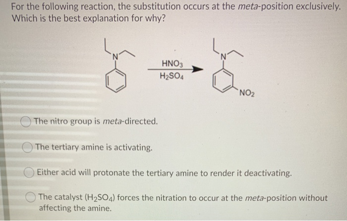 Solved For the following reaction, the substitution occurs | Chegg.com