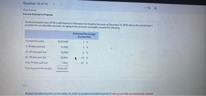 Solved Question 16 of 16
