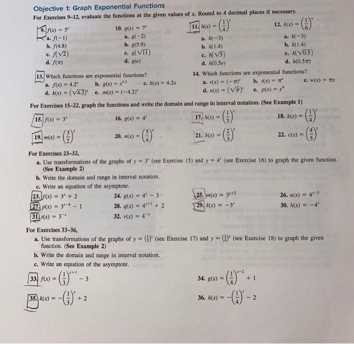 Solved Graph Exponential FunctionsFor numbers 9-12, evaluate | Chegg.com