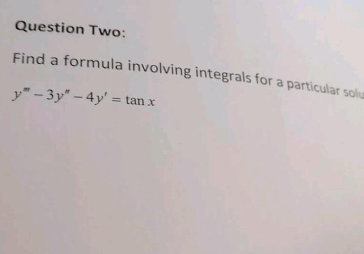 Solved Find a formula involving integrals for a particular | Chegg.com