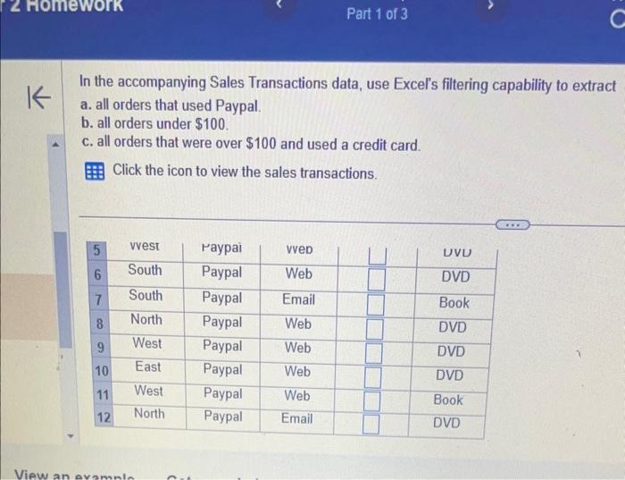 Solved In the accompanying Sales Transactions data, use | Chegg.com
