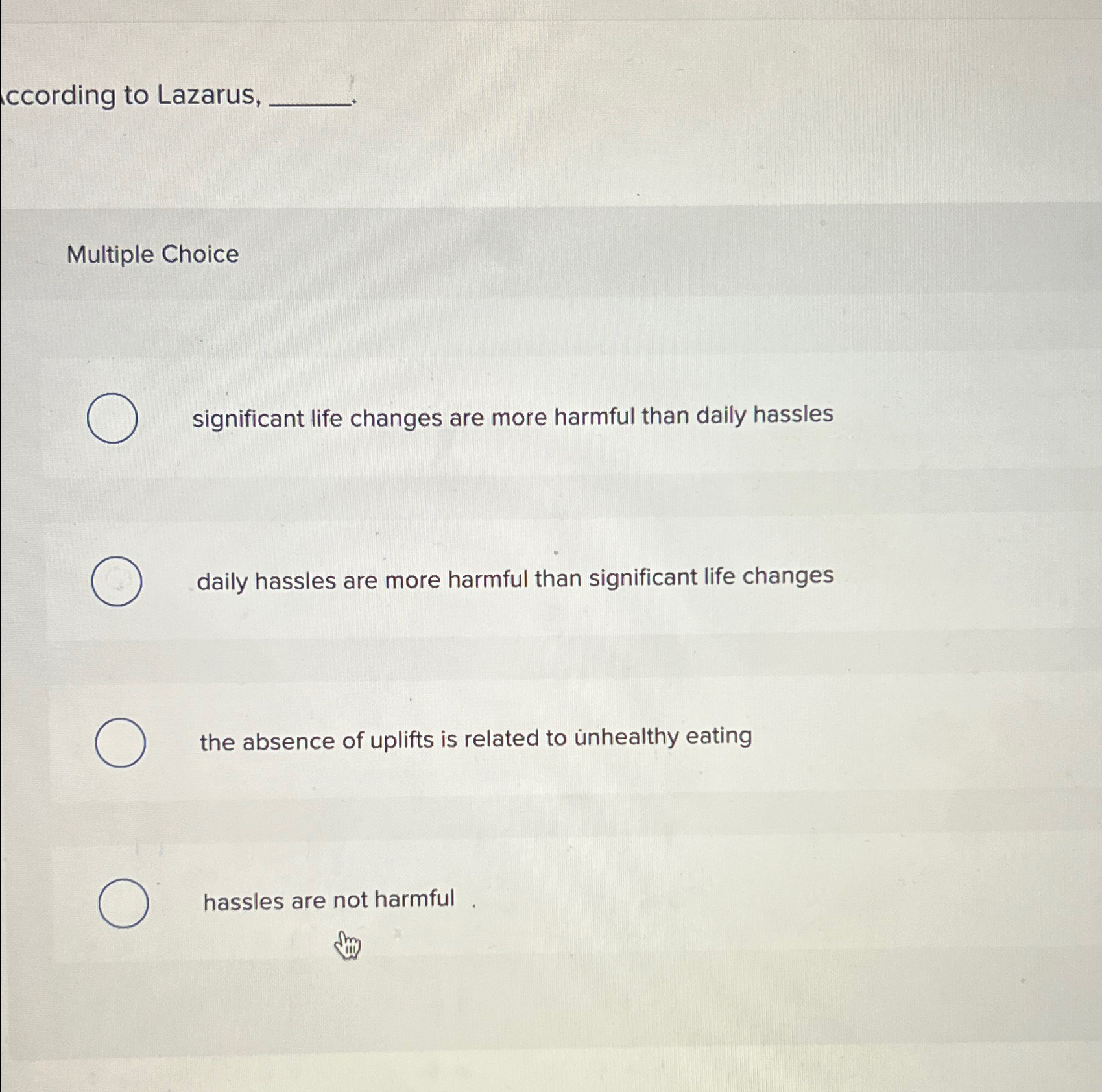 Solved According to Lazarus,Multiple Choicesignificant life | Chegg.com