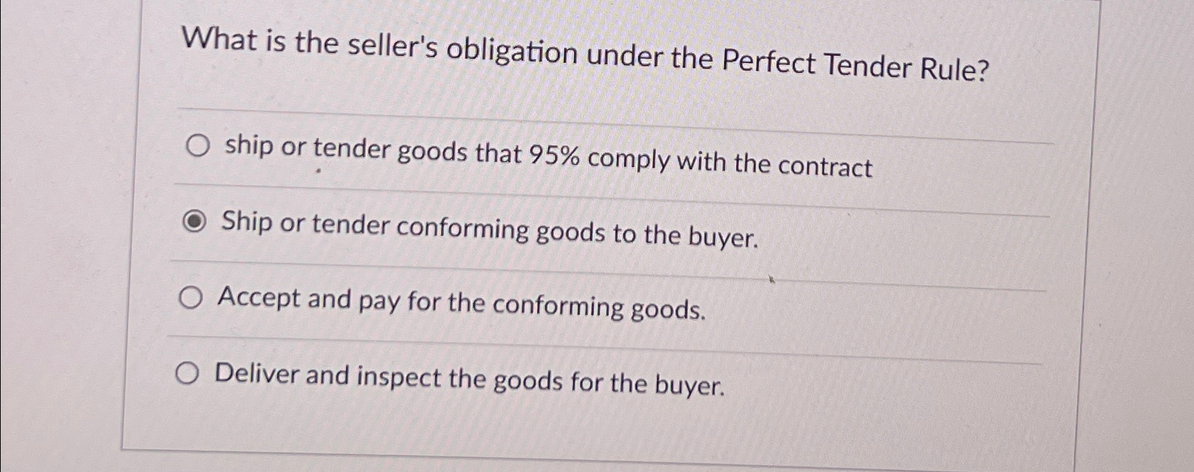 Solved What is the seller's obligation under the Perfect | Chegg.com