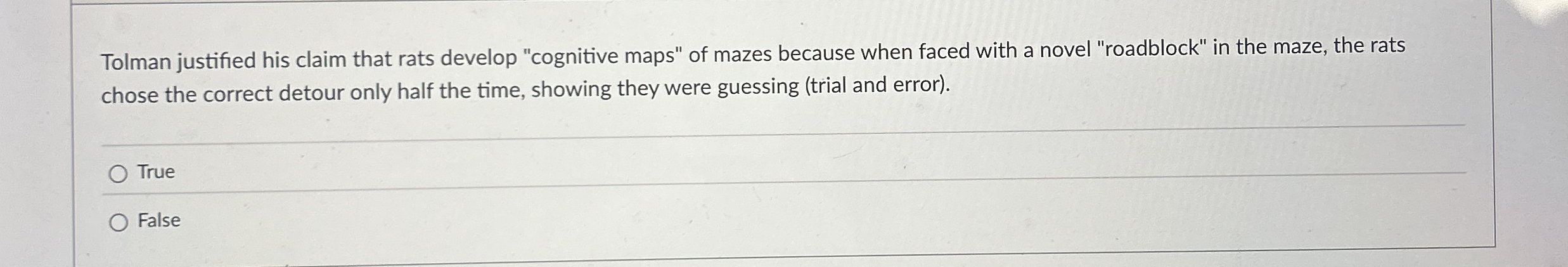Solved Tolman justified his claim that rats develop | Chegg.com