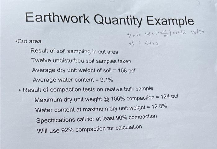Solved Earthwork Quantity Example Grading plan 12,000 cu. | Chegg.com