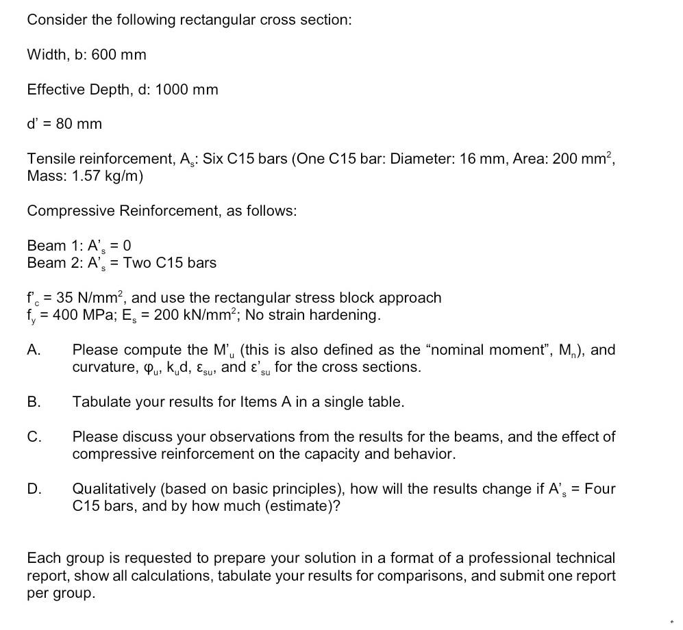 Solved Consider the following rectangular cross section: | Chegg.com