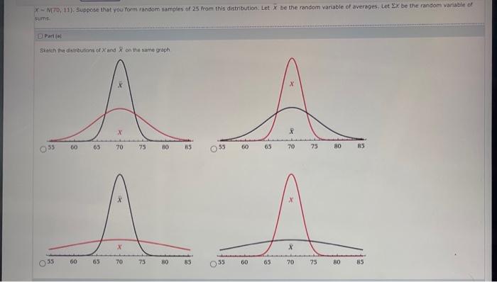 X∼N(70,11). Suppose that you form random samples of | Chegg.com