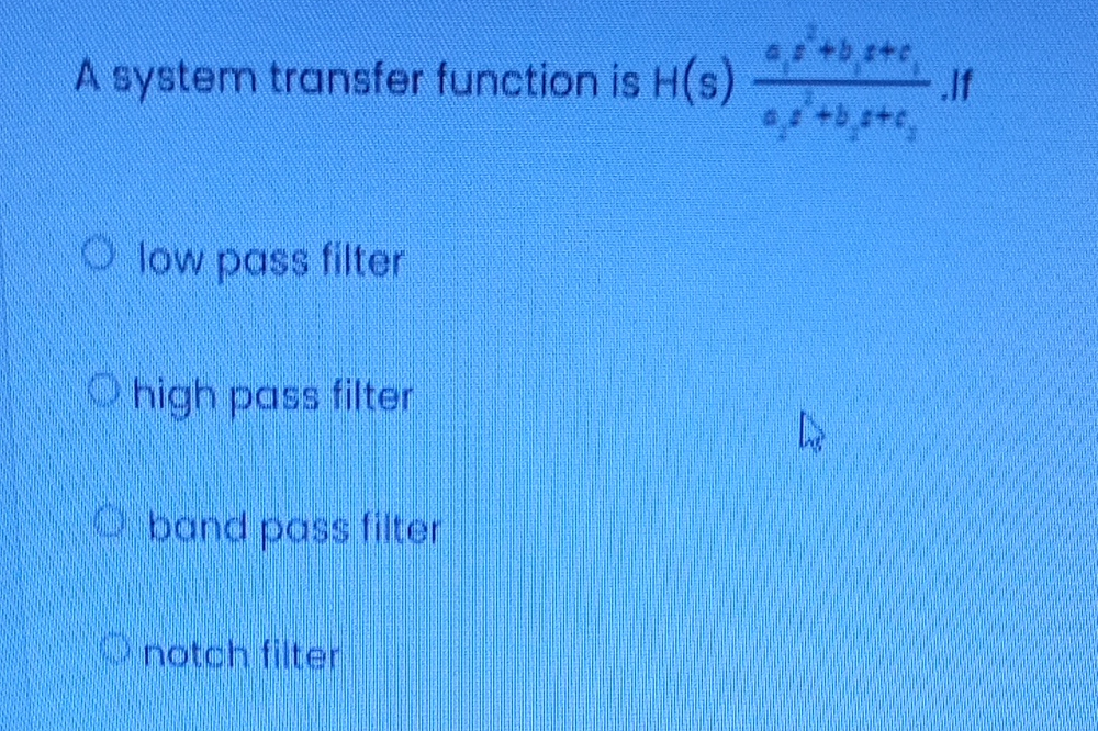 Solved A system transfer function is | Chegg.com