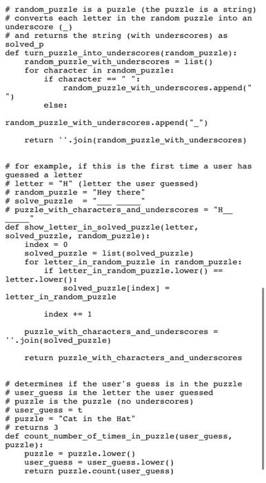 Solved # takes wheel puzzles as a parameter, it's type is | Chegg.com