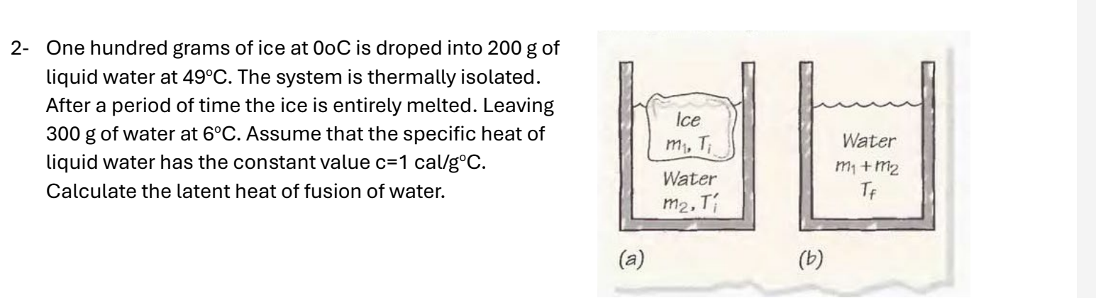 Solved 2- ﻿One hundred grams of ice at 0 ﻿oC is droped into | Chegg.com