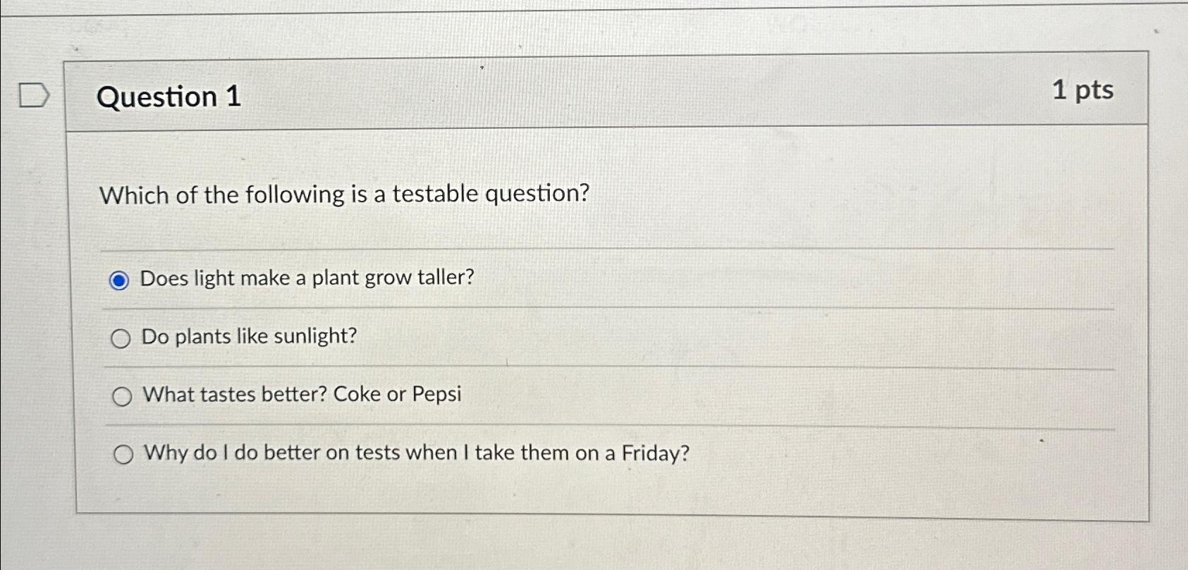 Solved Question 11 ﻿ptsWhich of the following is a testable | Chegg.com