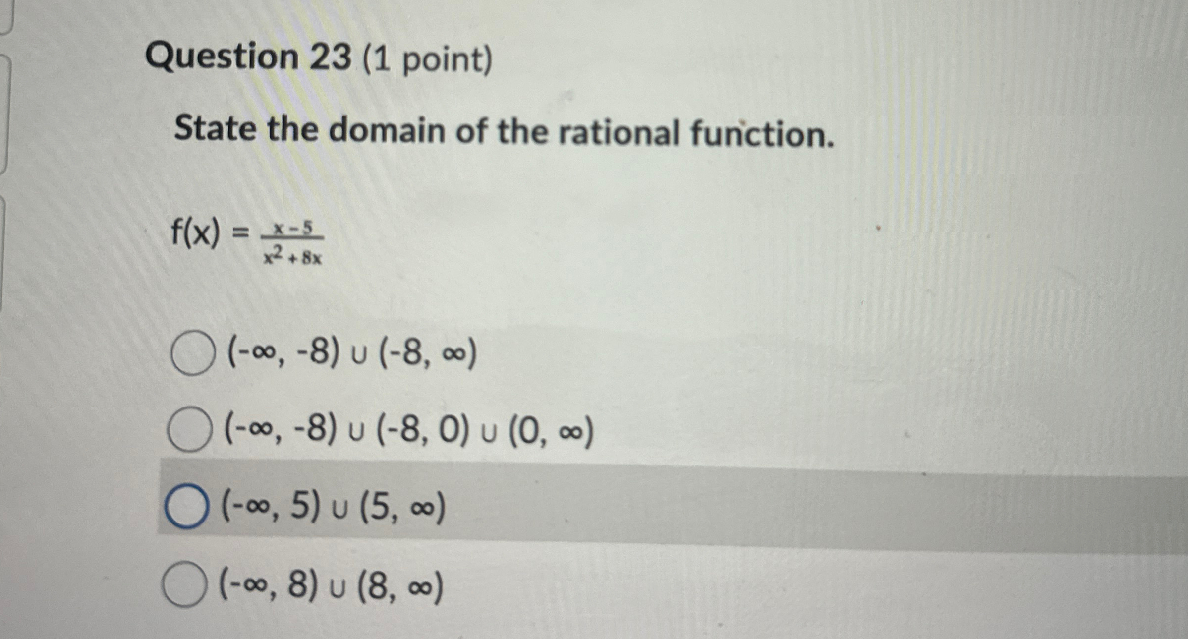 Solved Question 23 (1 ﻿point)State the domain of the | Chegg.com