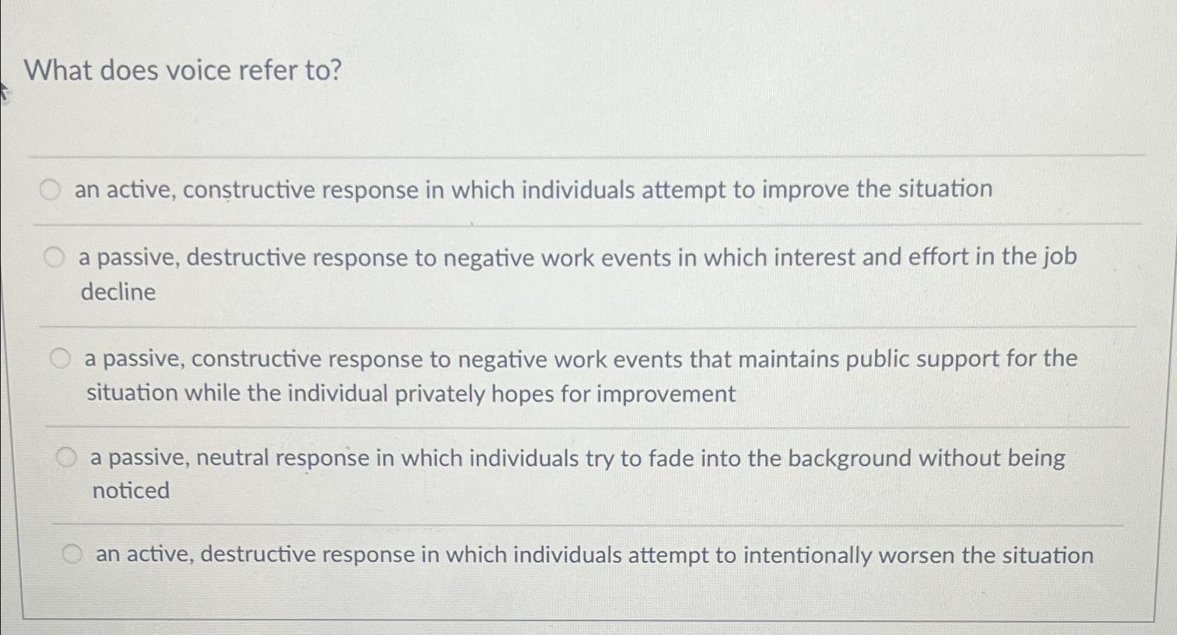 Solved What does voice refer to?an active, constructive | Chegg.com Solved What does voice refer to?an active, constructive | Chegg.com