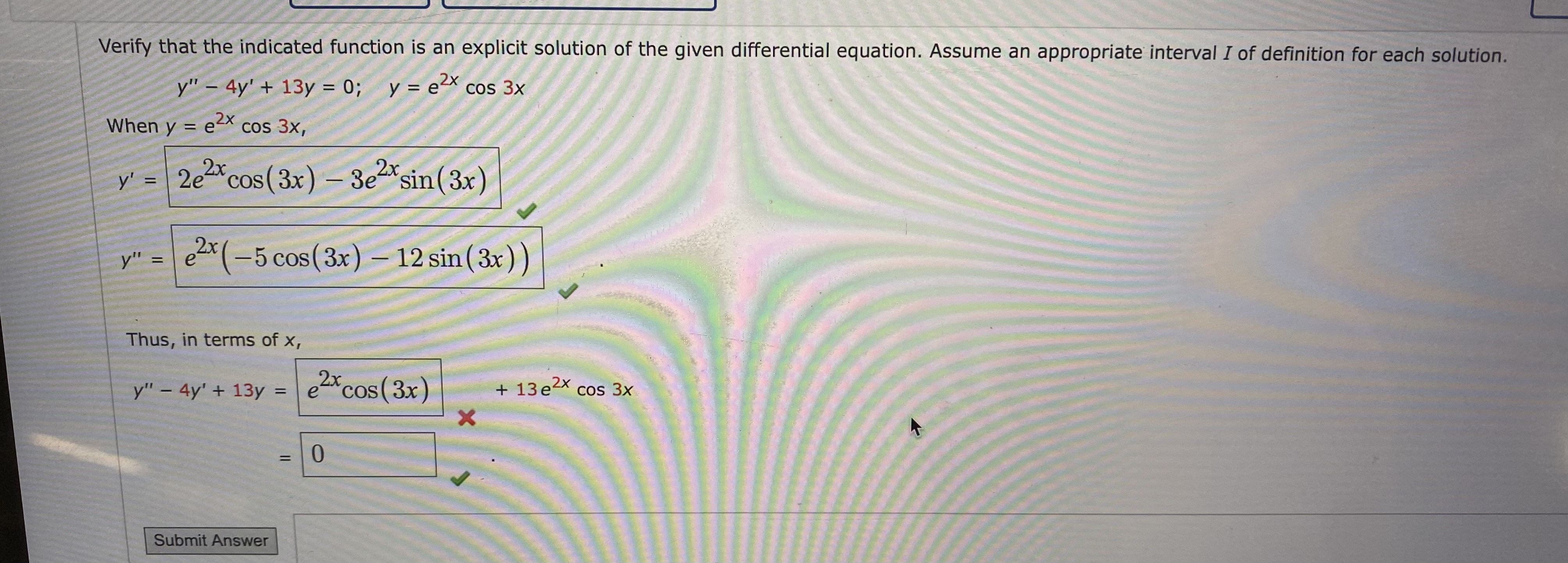 Solved Verify that the indicated function is an explicit | Chegg.com