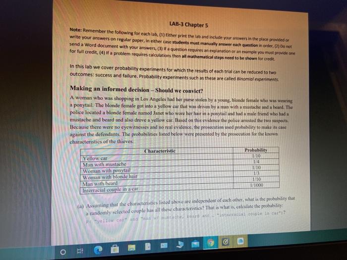 Solved LAB-3 Chapter 5 Note: Remember the following for each | Chegg.com