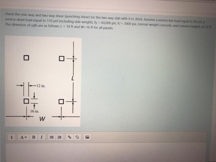 Solved check the one way and two way shear (punching shear) | Chegg.com