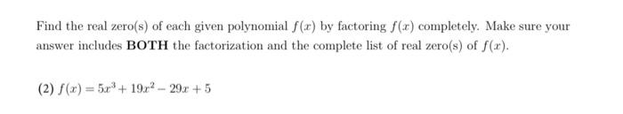 Solved Find the real zero(s) of each given polynomial f(x) | Chegg.com
