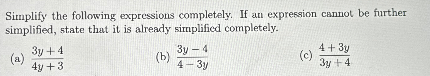 Solved Simplify the following expressions completely. If an | Chegg.com