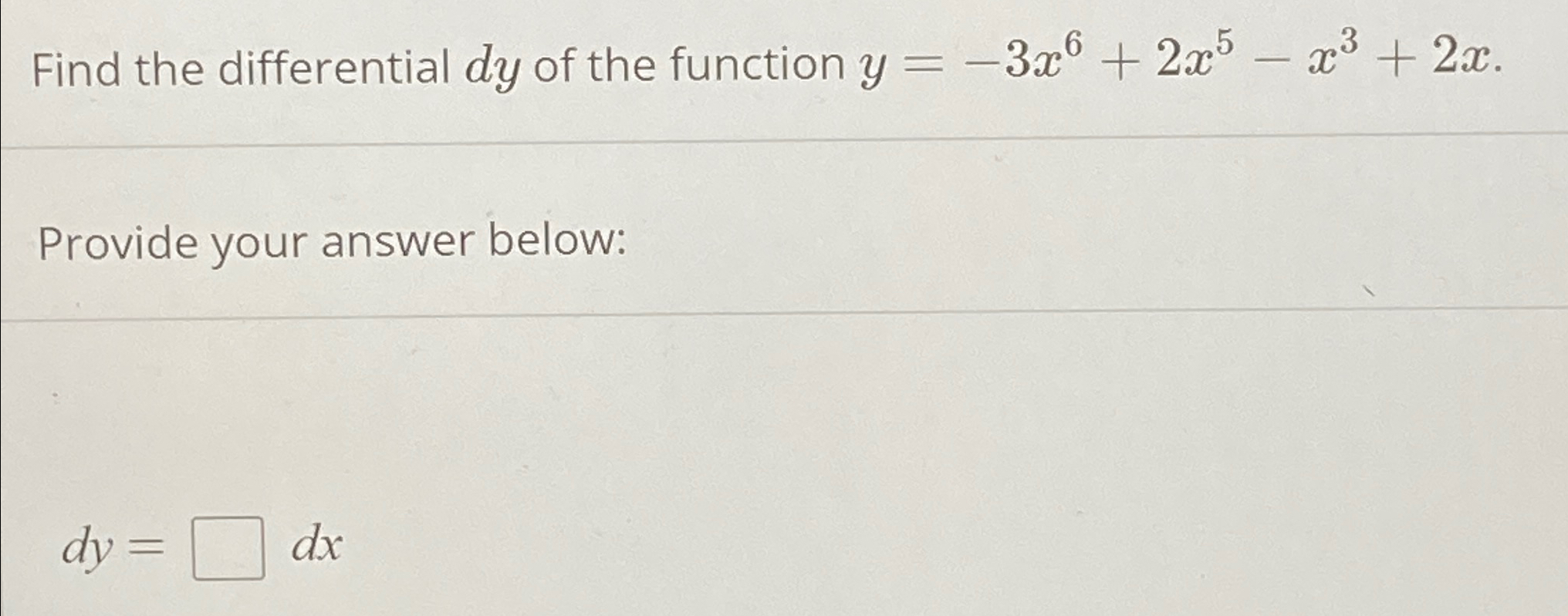 Solved Find the differential dy ﻿of the function | Chegg.com