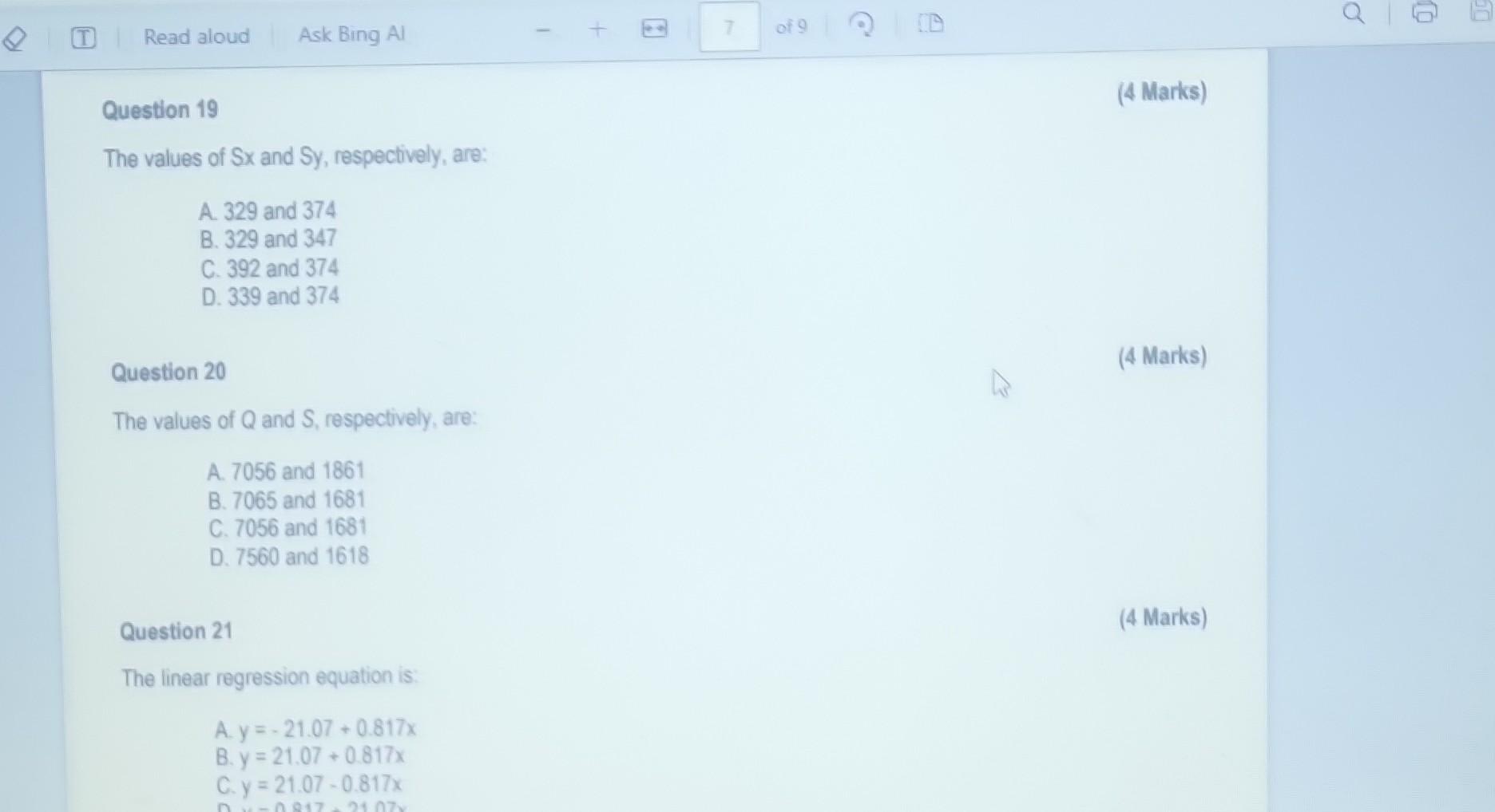 Solved Questions 19−23 refer to the problem below. The | Chegg.com