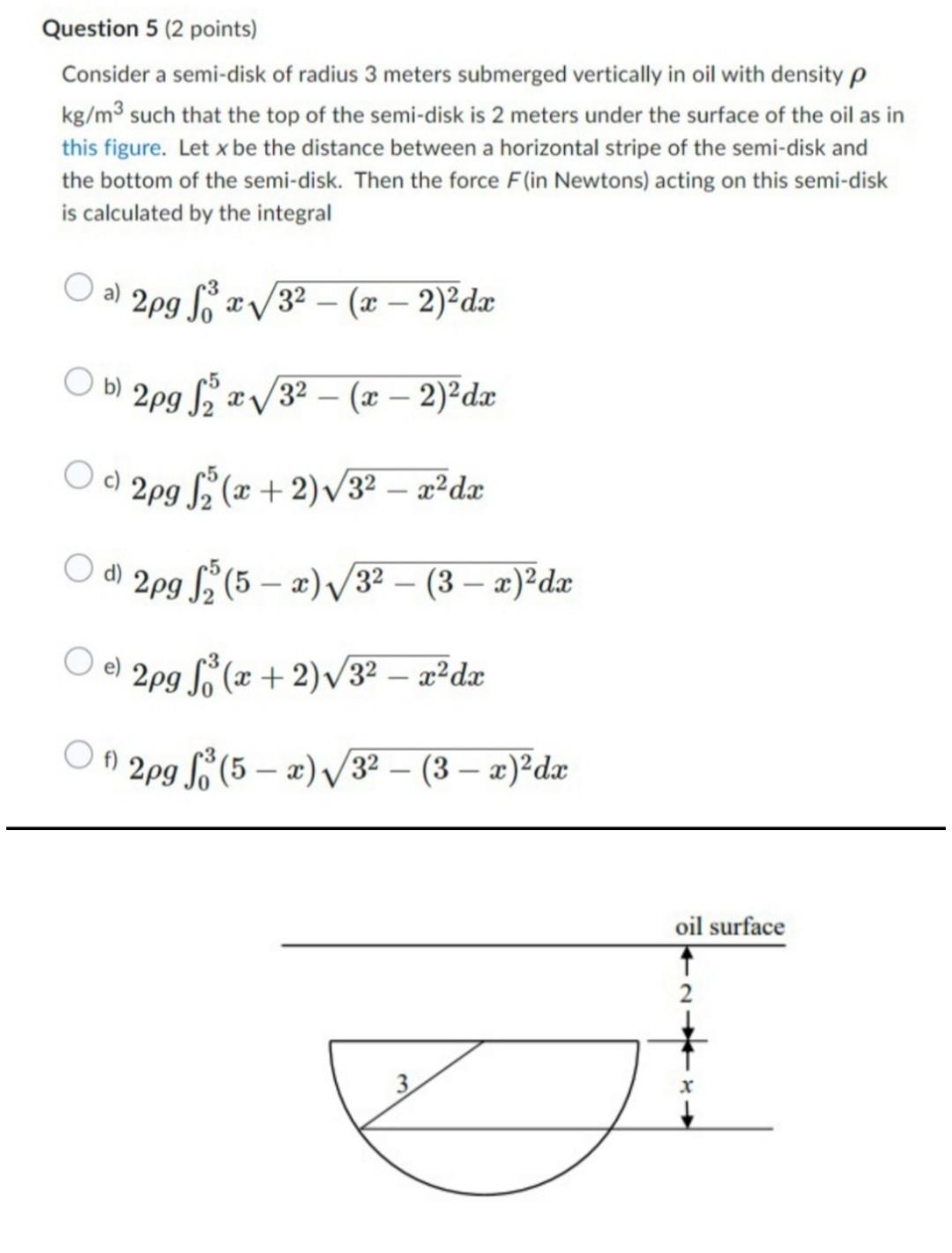 Solved Question 5 (2 points) Consider a semi-disk of radius | Chegg.com