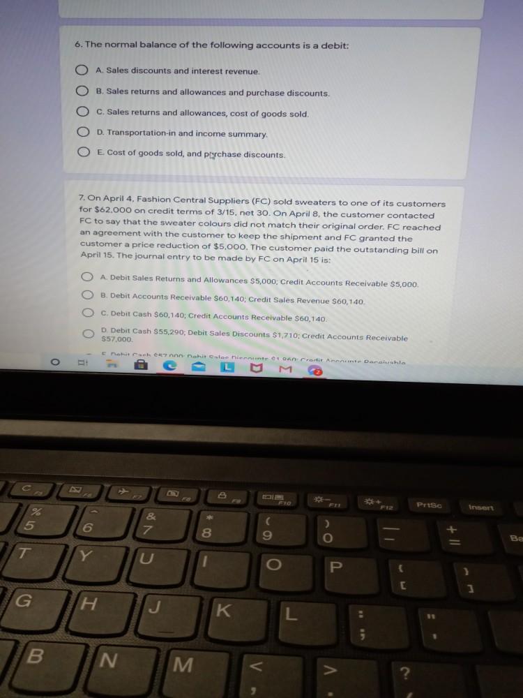 Solved 6. The normal balance of the following accounts is a | Chegg.com