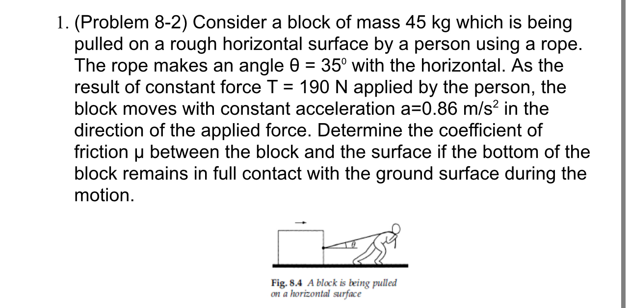 Solved (Problem 8-2) ﻿Consider a block of mass 45 ﻿kg which | Chegg.com