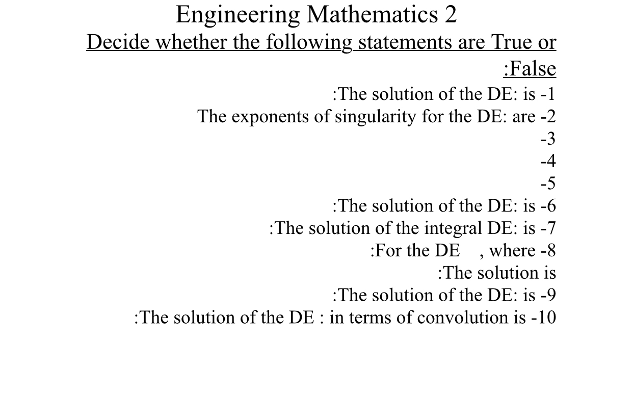 Engineering Mathematics 2Decide whether the following | Chegg.com