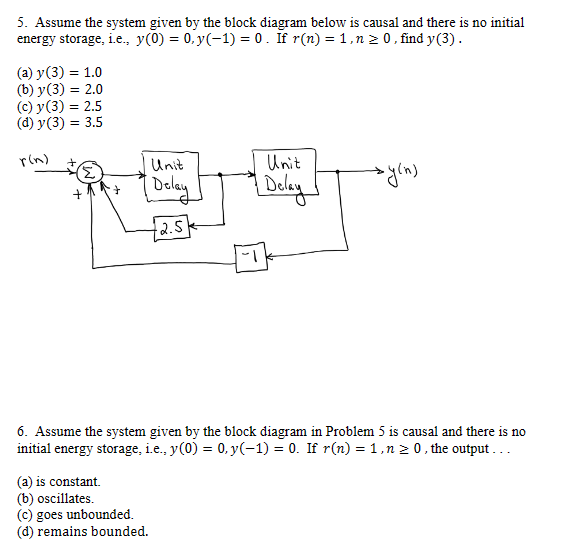 Solved Assume the system given by the block diagram in | Chegg.com