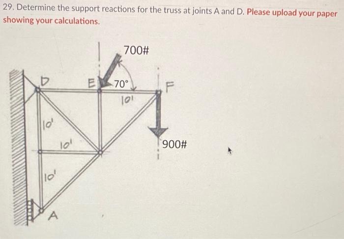 Solved 29. Determine the support reactions for the truss at | Chegg.com