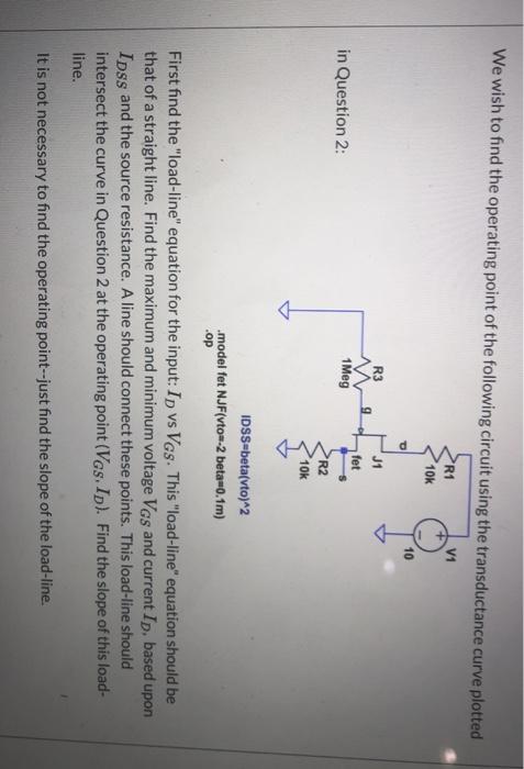 Solved We wish to find the operating point of the following | Chegg.com