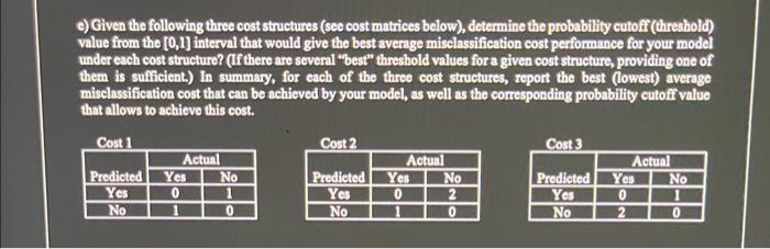 e) Given the following three cost structures (see | Chegg.com