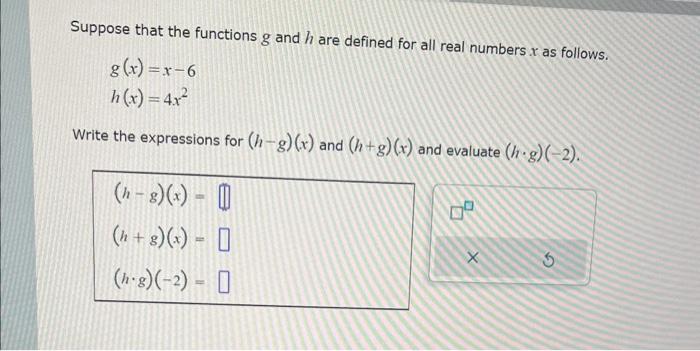 Solved Suppose that the functions g and h are defined for | Chegg.com