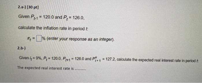 2.a-) [30pt] Given Pt−1=120.0 and Pt=126.0 calculate | Chegg.com
