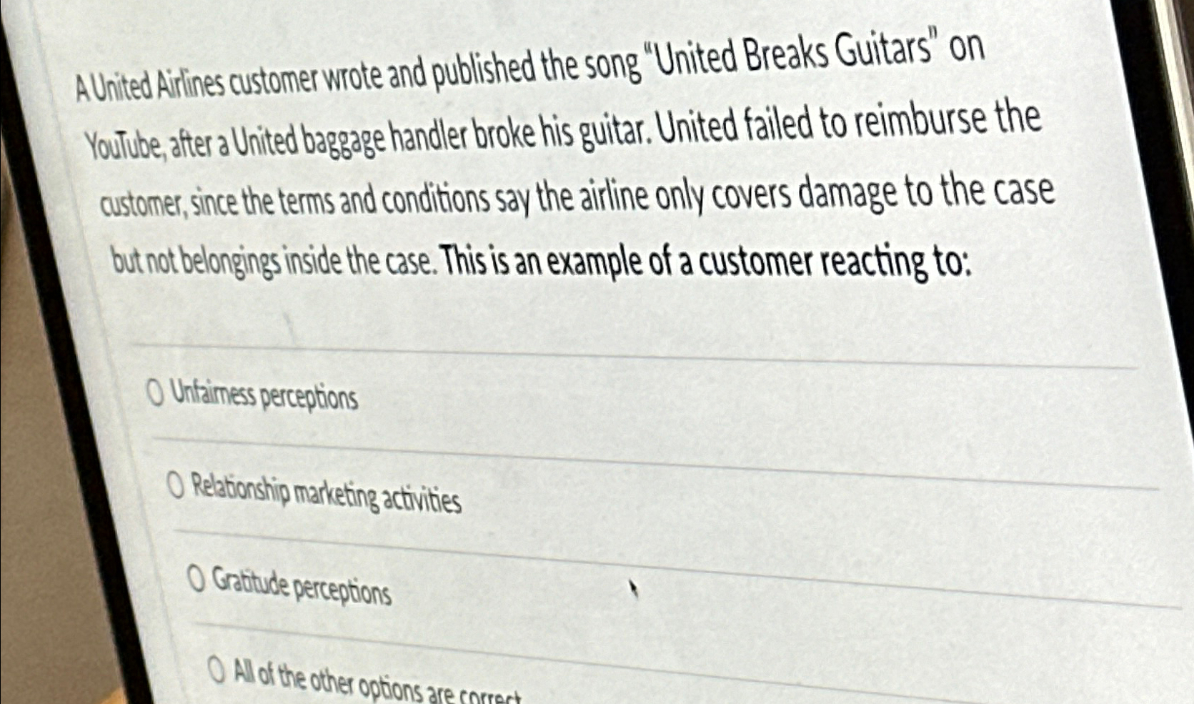 Solved AUnited Airines customer wrote and published the song | Chegg.com