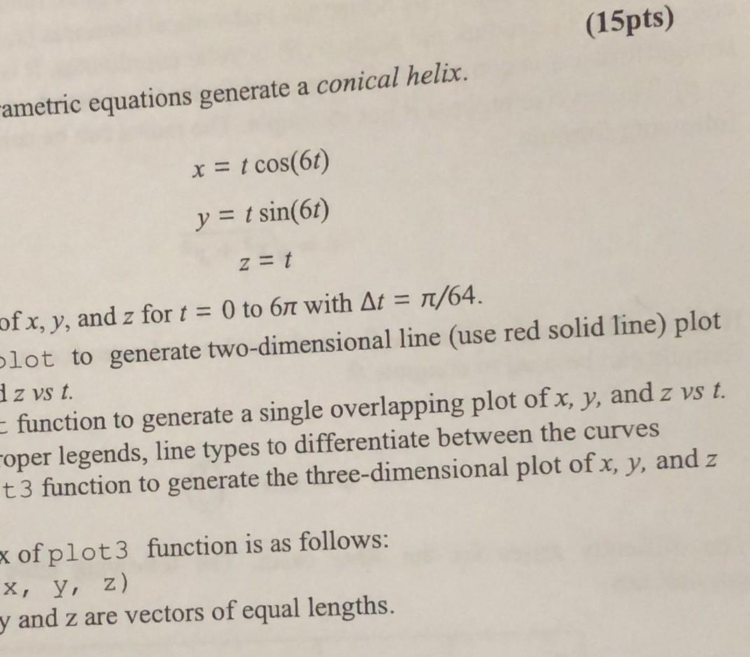 Solved Problem 02: The following parametric equations | Chegg.com