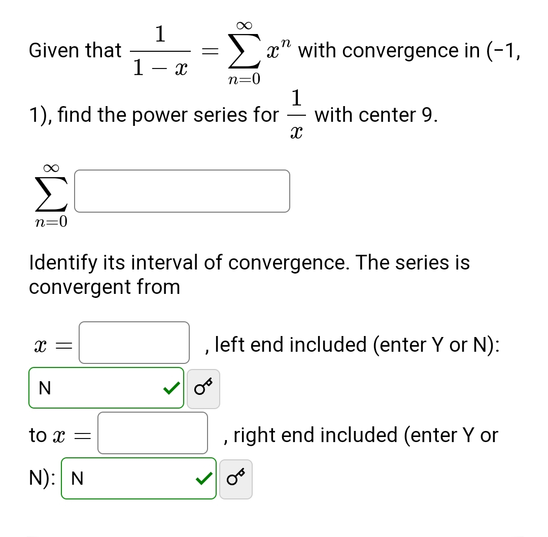 Solved Given that 11-x=∑n=0∞xn ﻿with convergence in (-1,, | Chegg.com