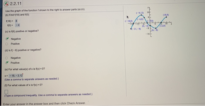 Solved 2.2.11 161 Use the graph of the function shown to the | Chegg.com