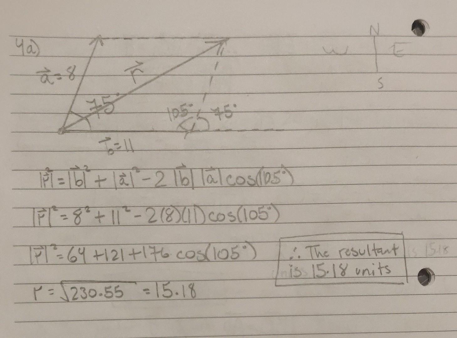 Solved a) Two vectors a and b have an angle of 75∘ when | Chegg.com