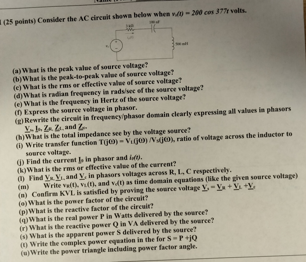 Solved (PLEASE SOLVE EVERY QUESTION A-G)Consider the AC | Chegg.com
