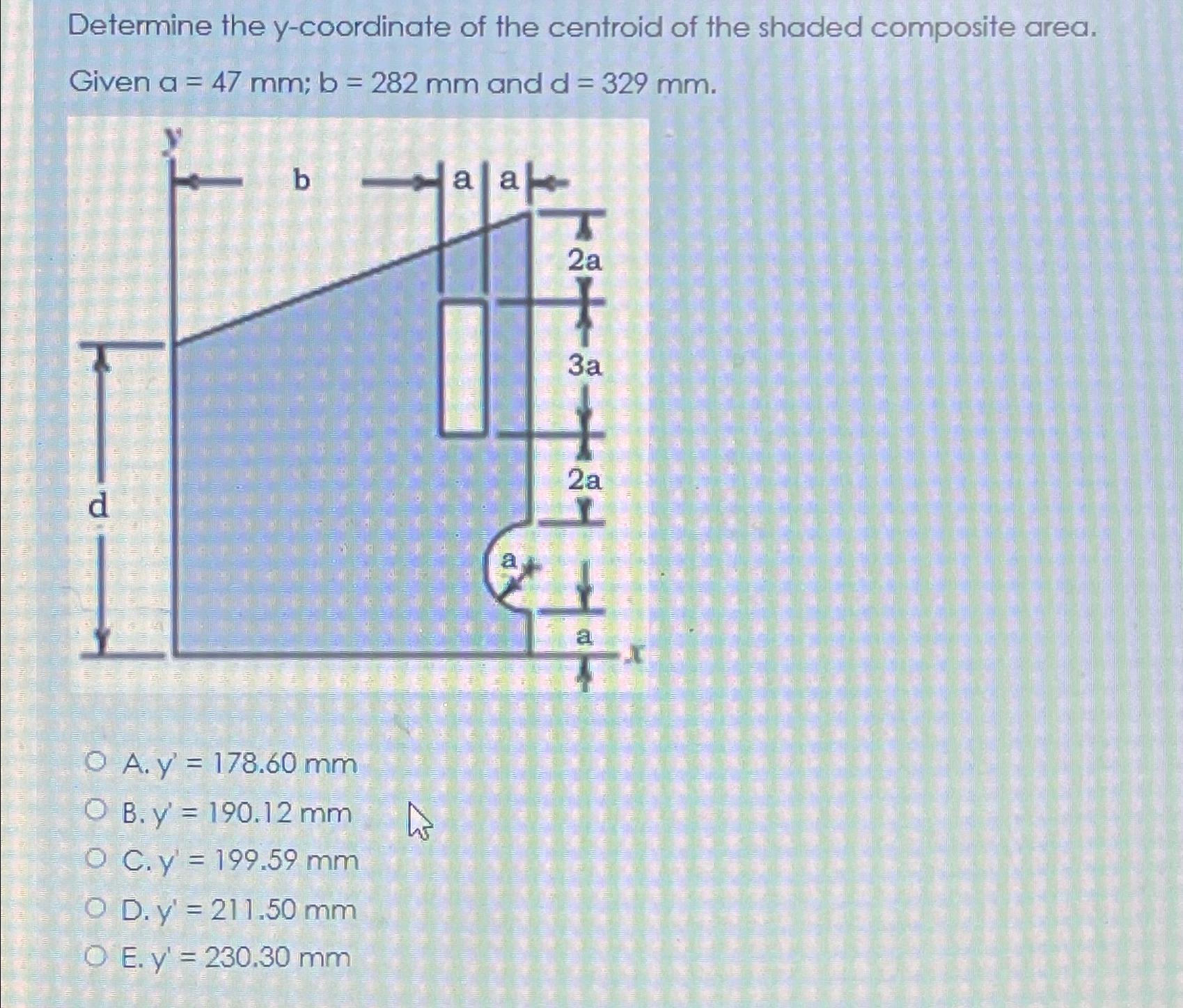 Determine the y-coordinate of the centroid of the | Chegg.com