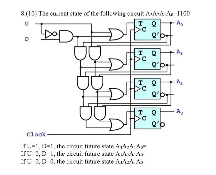 Solved 8.(10) The current state of the following circuit | Chegg.com