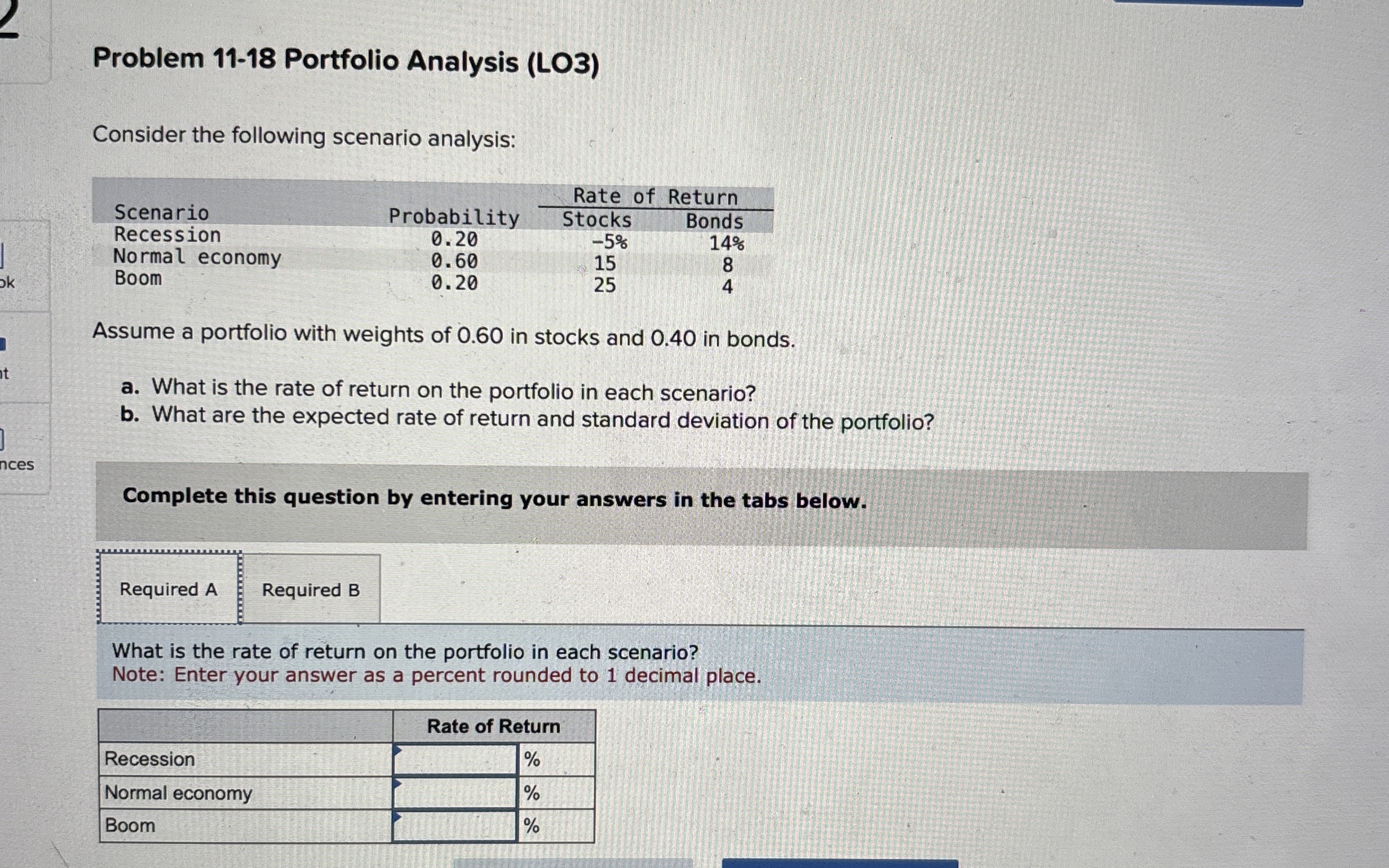 Solved Problem 11-18 ﻿Portfolio Analysis (LO3)Consider the | Chegg.com