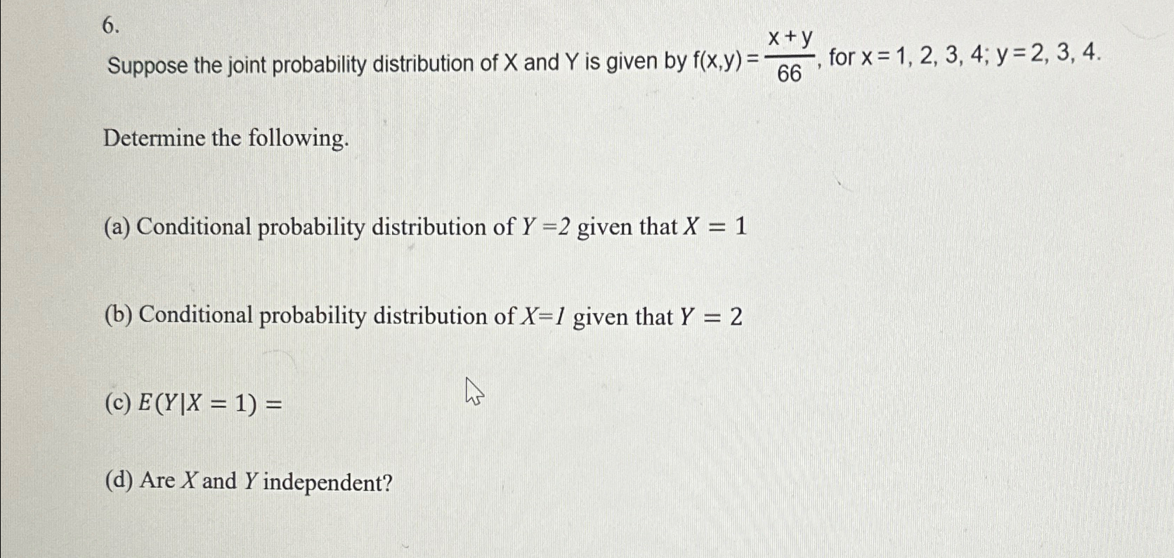 Solved Suppose the joint probability distribution of x ﻿and | Chegg.com