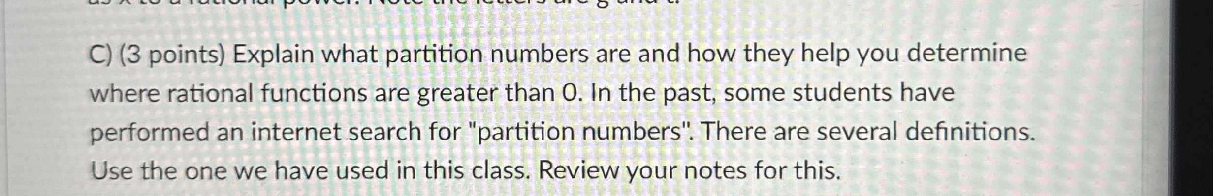 Solved C) (3 ﻿points) ﻿Explain what partition numbers are | Chegg.com