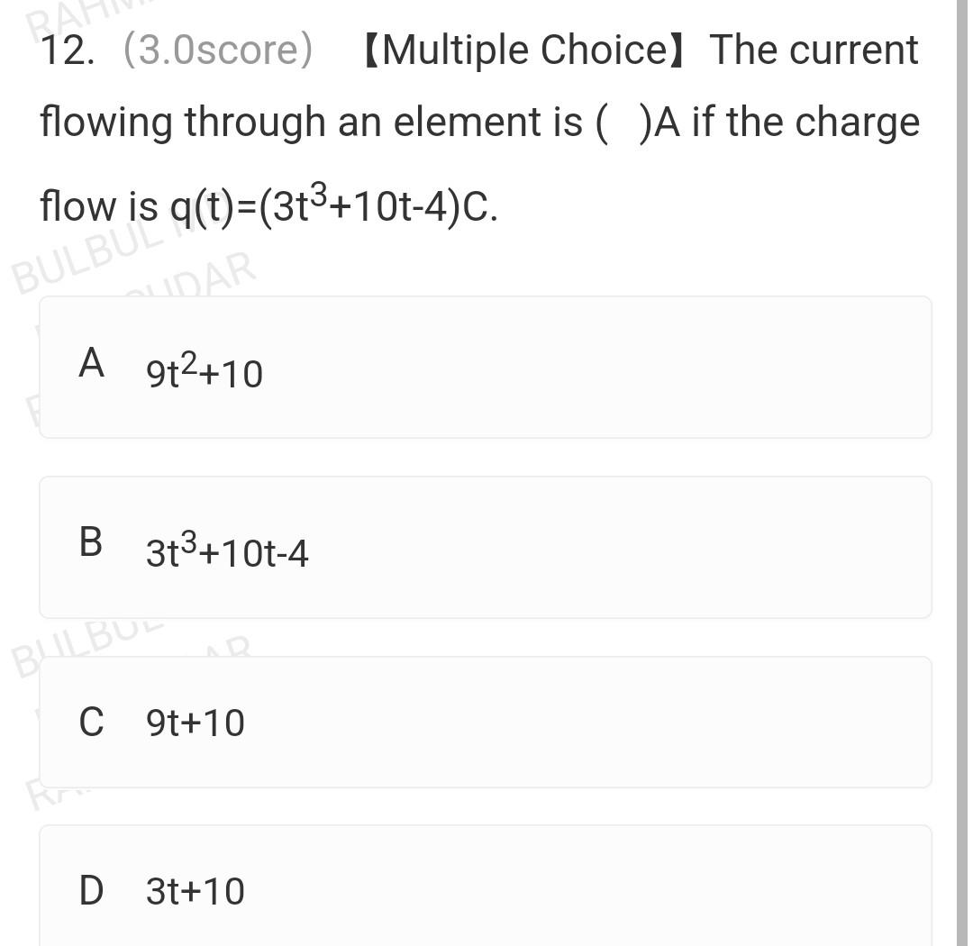 Solved 11. (3.0score) 【Multiple Choice】 The voltage Vt: | Chegg.com