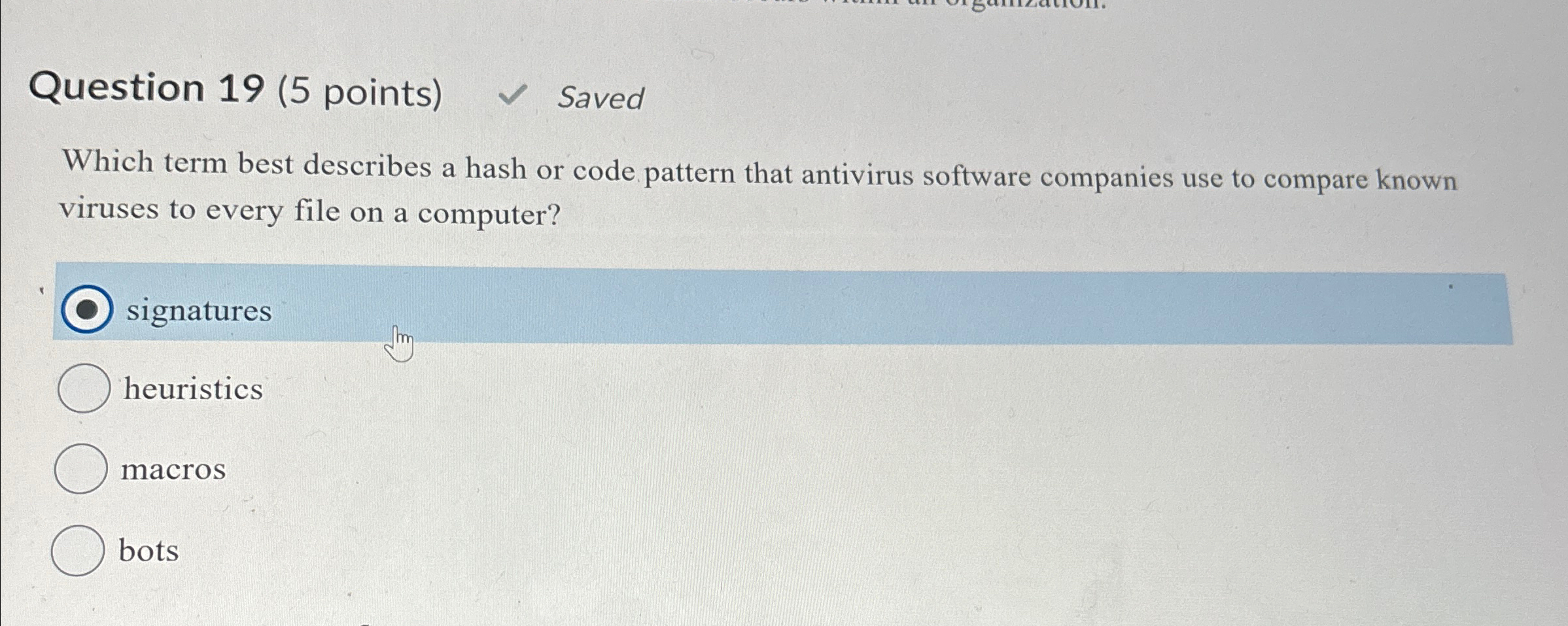 Solved Question 19 (5 ﻿points) ﻿SavedWhich term best | Chegg.com